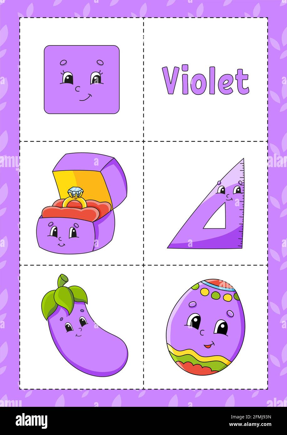 Learning colors. Flashcard for kids. Cute cartoon characters. Picture ...