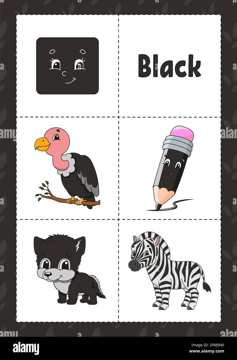 Learning colors. Flashcard for kids. Cute cartoon characters. Picture ...