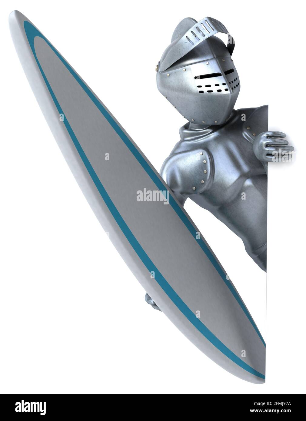 Fun 3D cartoon knight surfing Stock Photo - Alamy