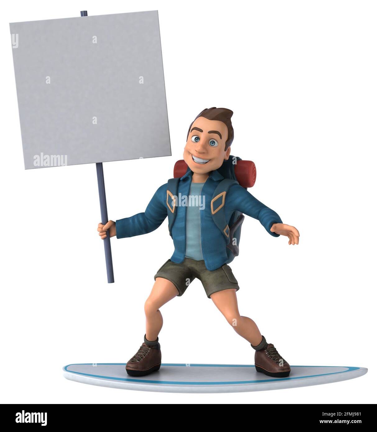 Fun illustration of a 3D cartoon backpacker Stock Photo - Alamy