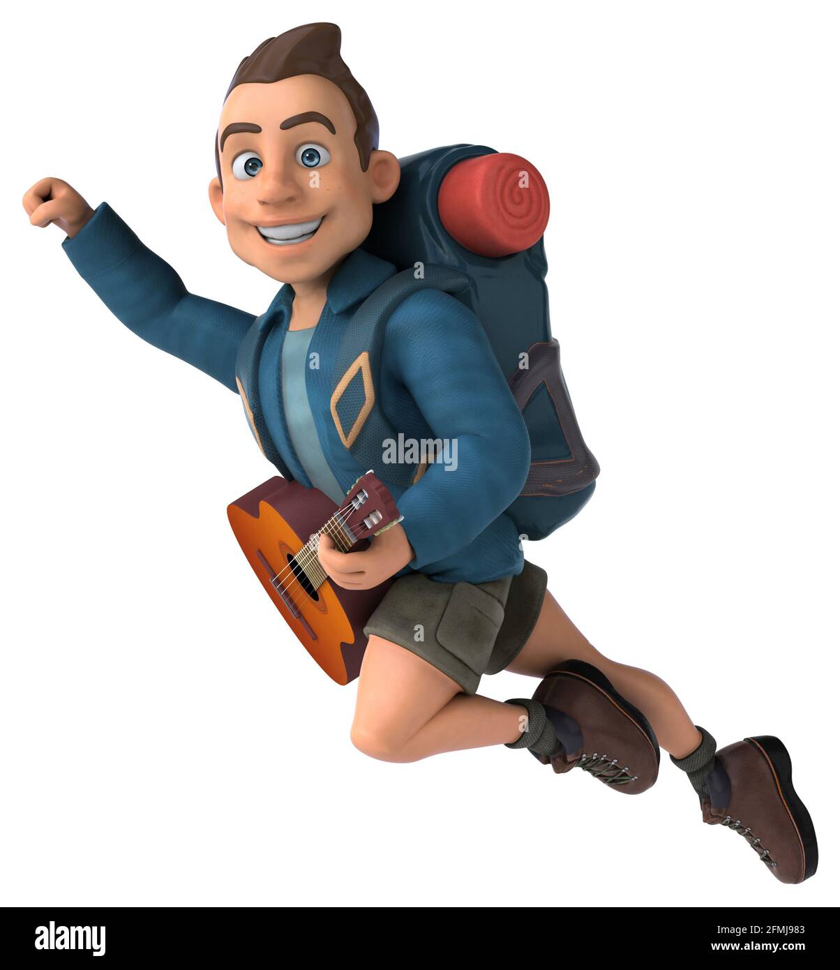Fun illustration of a 3D cartoon backpacker Stock Photo - Alamy