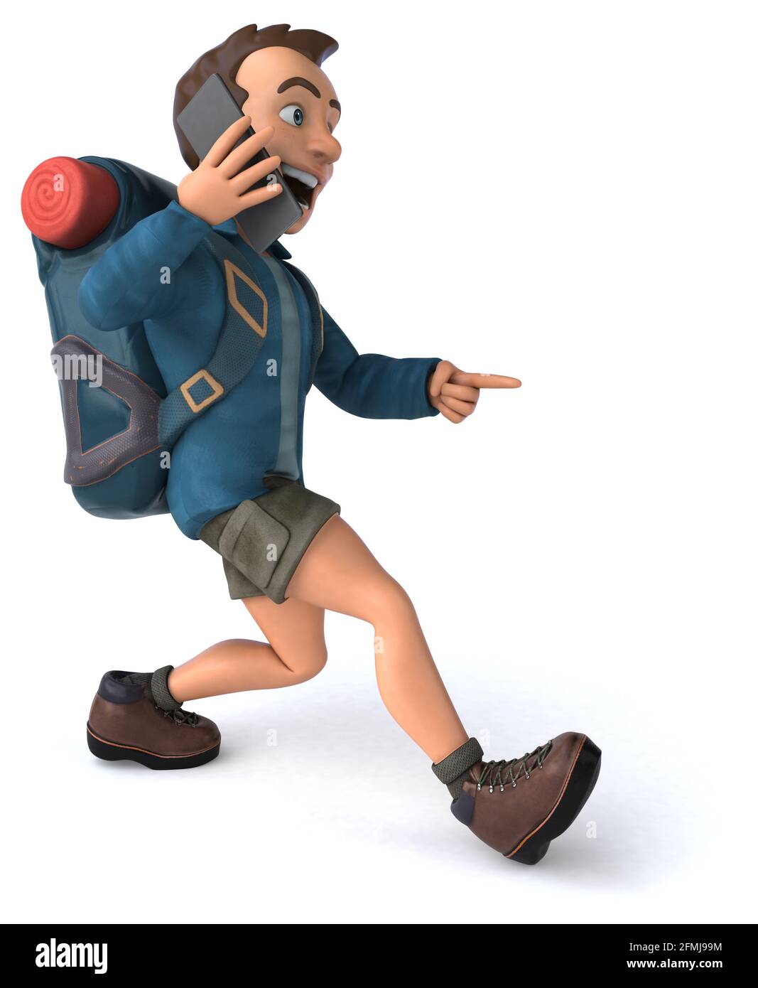 Fun illustration of a 3D cartoon backpacker Stock Photo - Alamy
