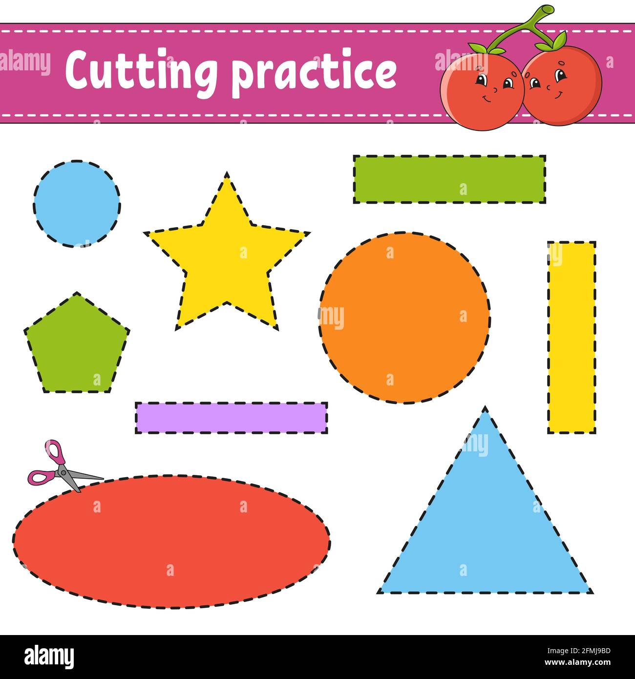 Cutting practice for kids. Education developing worksheet. Activity ...