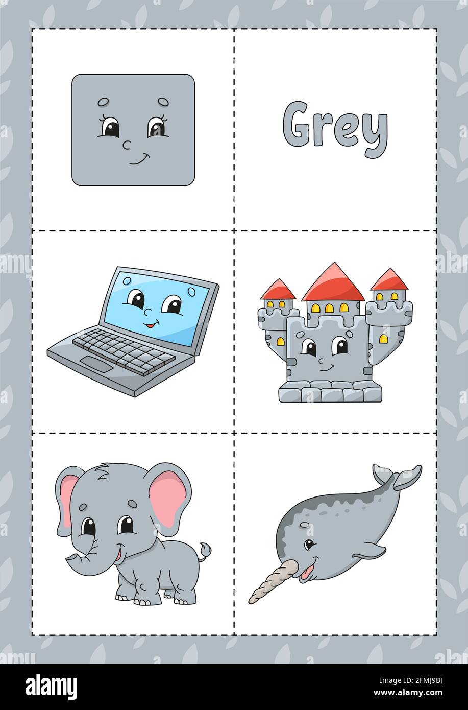 Learning colors. Flashcard for kids. Cute cartoon characters. Picture ...