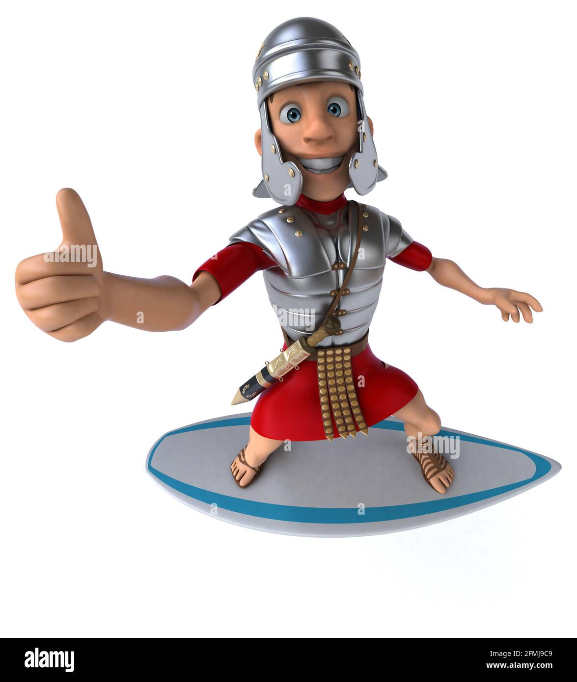 Fun 3D cartoon roman soldier surfing Stock Photo - Alamy