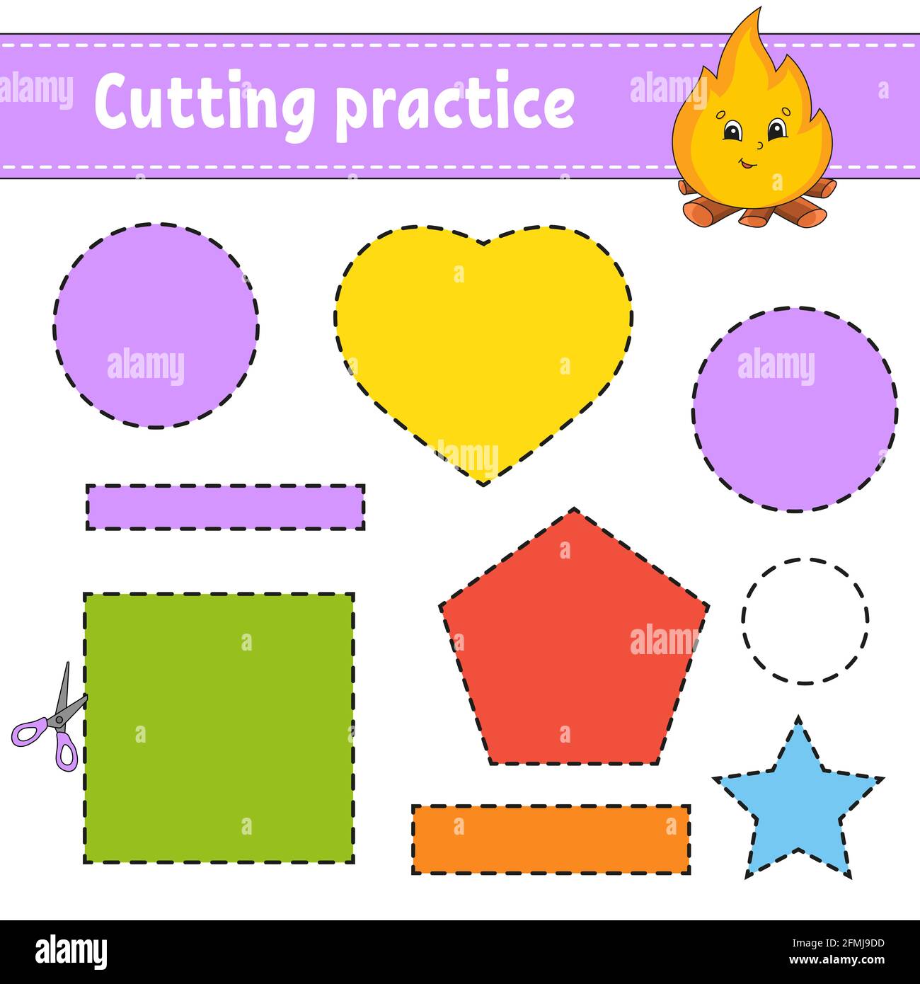 Cutting practice for kids. Education developing worksheet. Activity ...