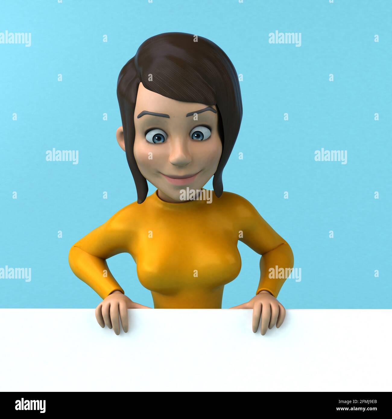 Fun 3D cartoon yellow girl Stock Photo - Alamy