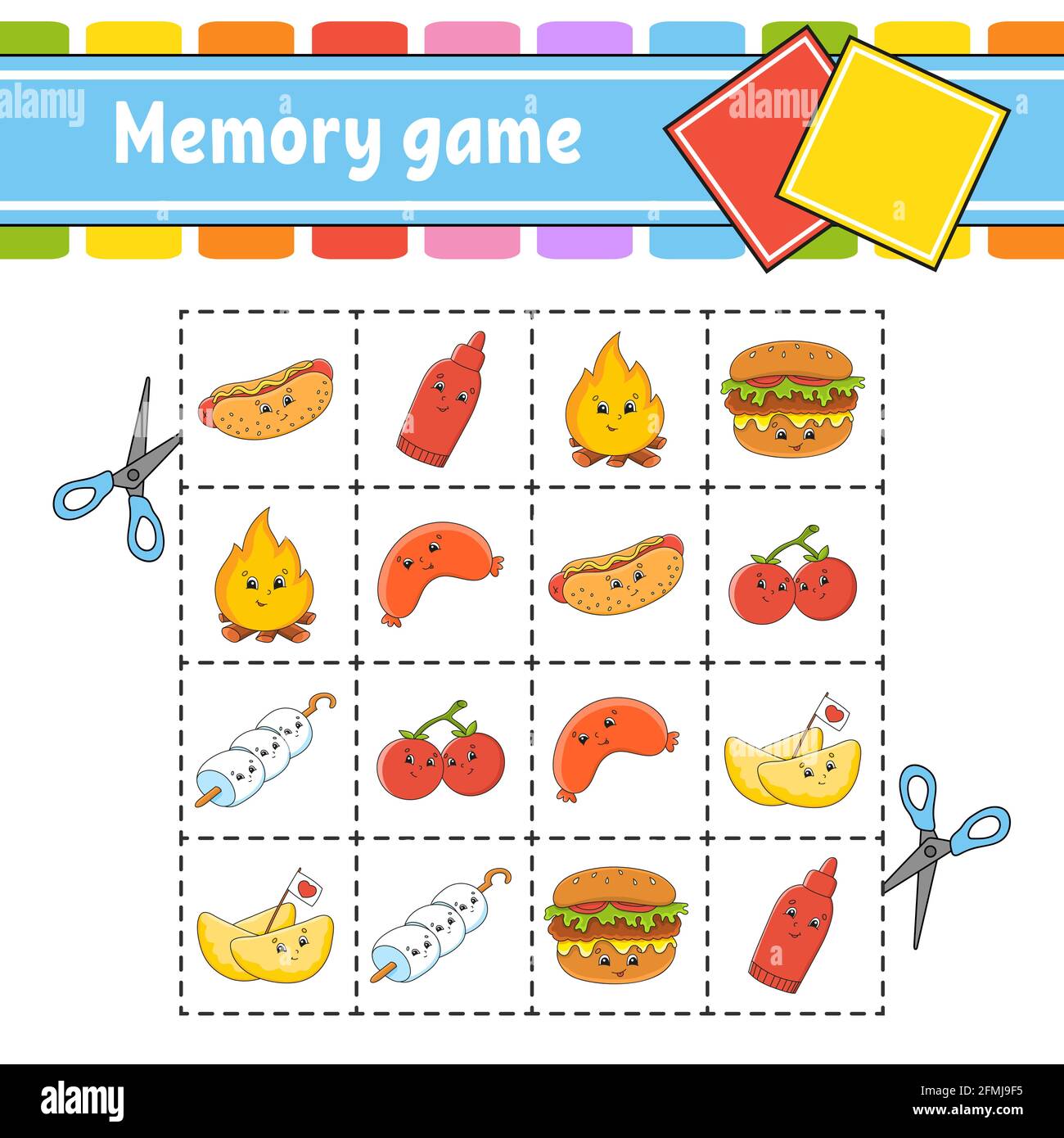 Memory game for kids. Education developing worksheet. Activity page ...