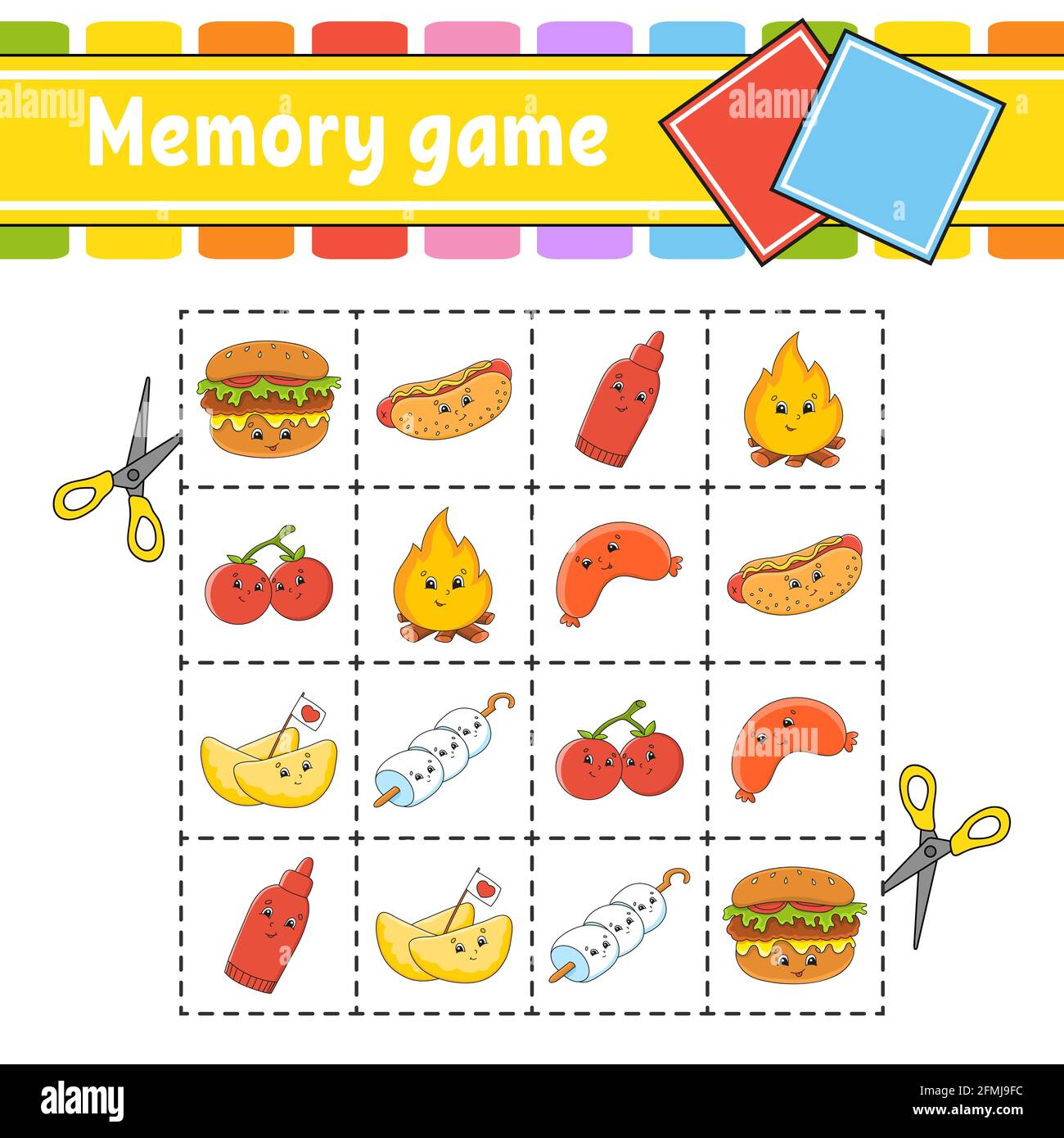 Memory game for kids. Education developing worksheet. Activity page ...