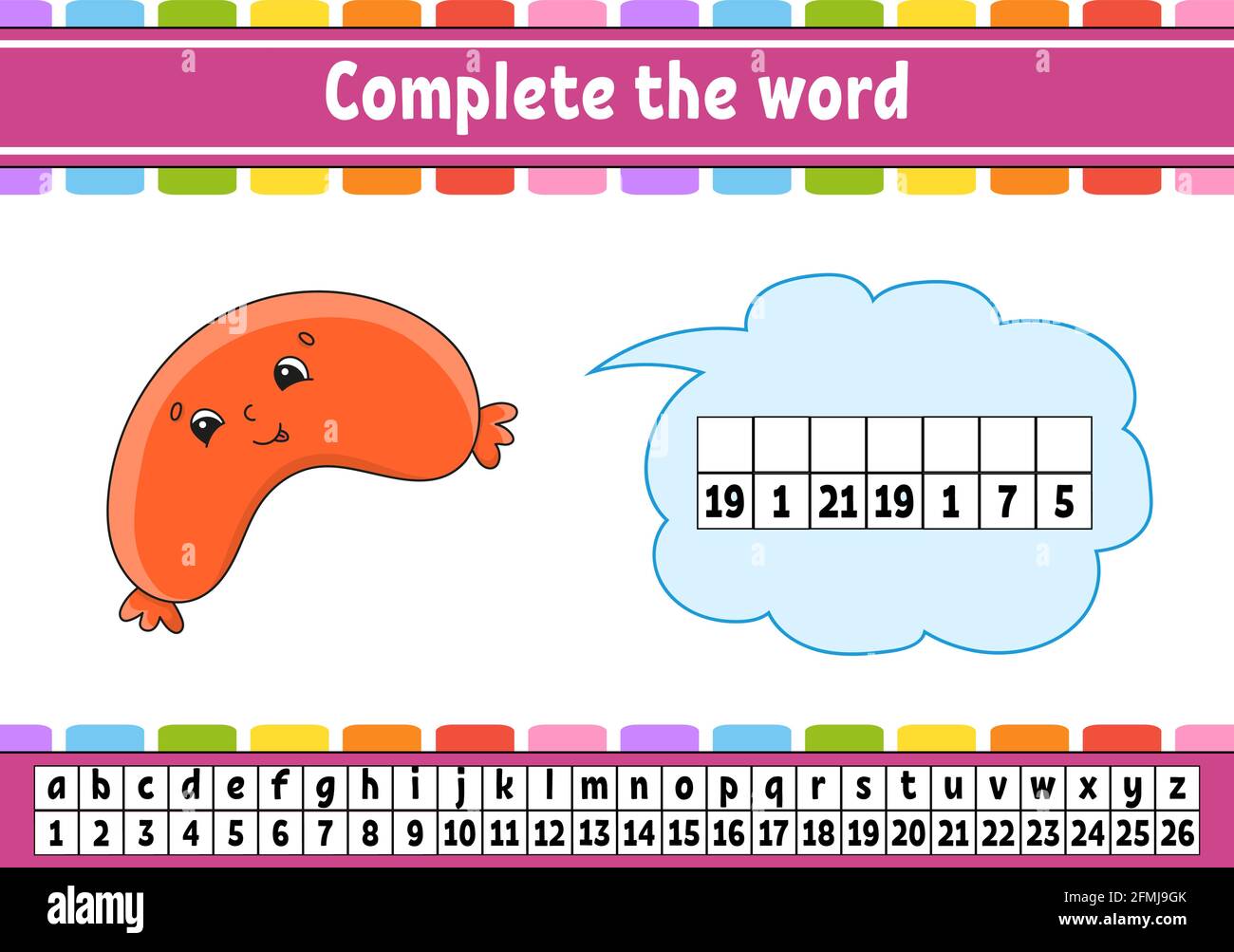 Complete the words. Cipher code. Learning vocabulary and numbers ...