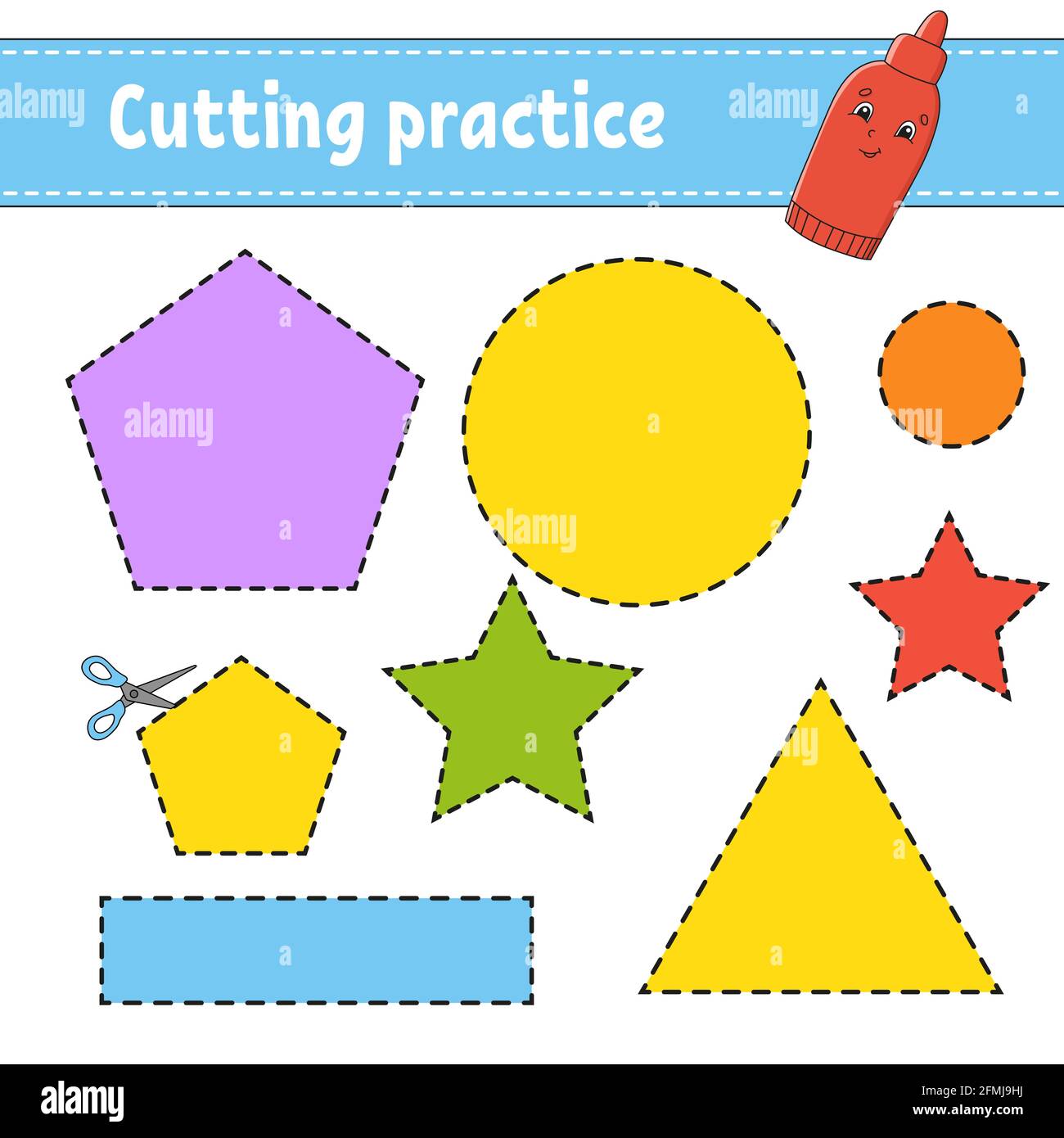 Cutting practice for kids. Education developing worksheet. Activity ...