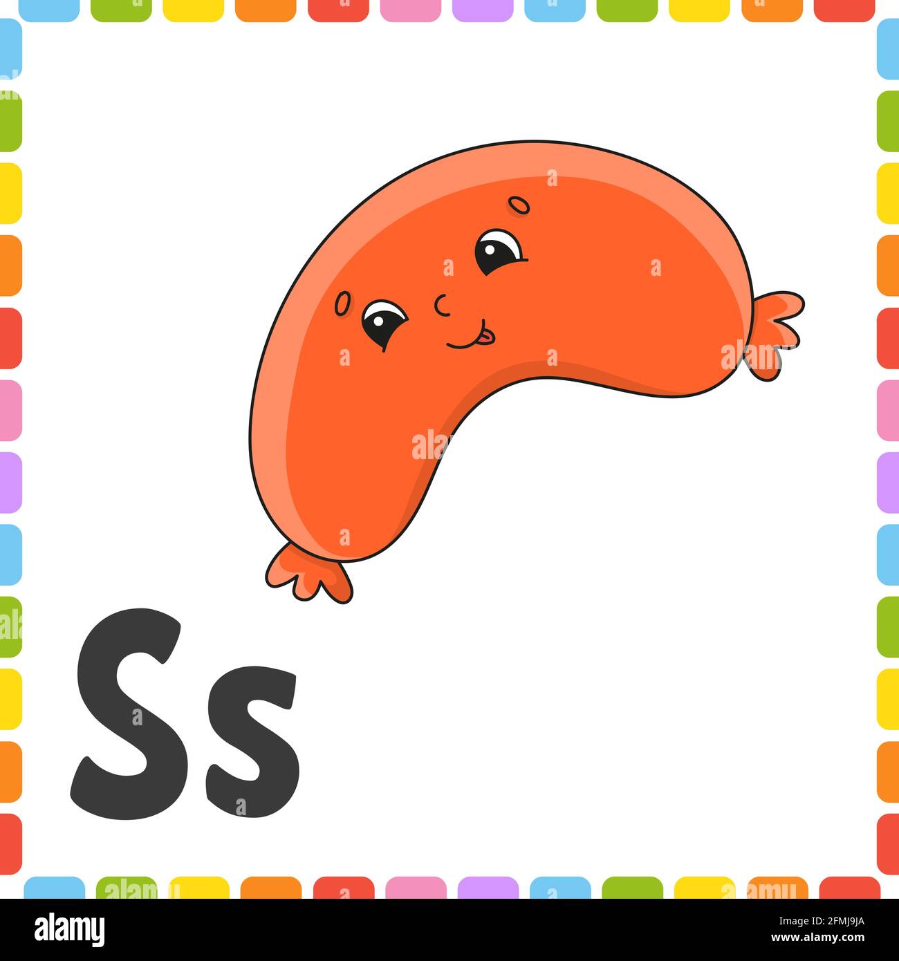 English alphabet. ABC square flash cards. Cartoon character isolated on ...