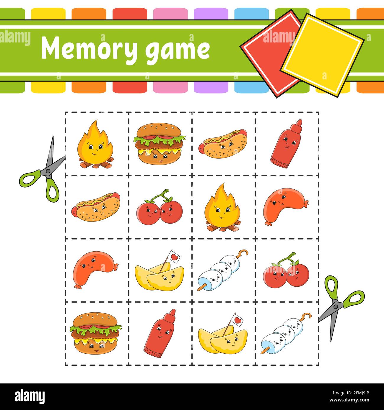 Memory game for kids. Education developing worksheet. Activity page ...