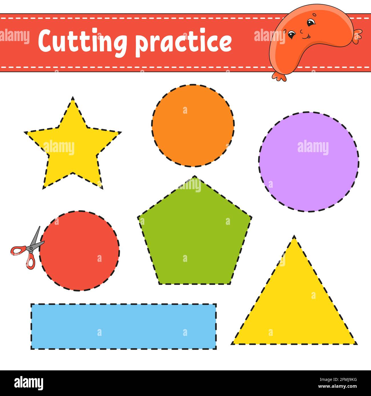 Cutting practice for kids. Education developing worksheet. Activity ...