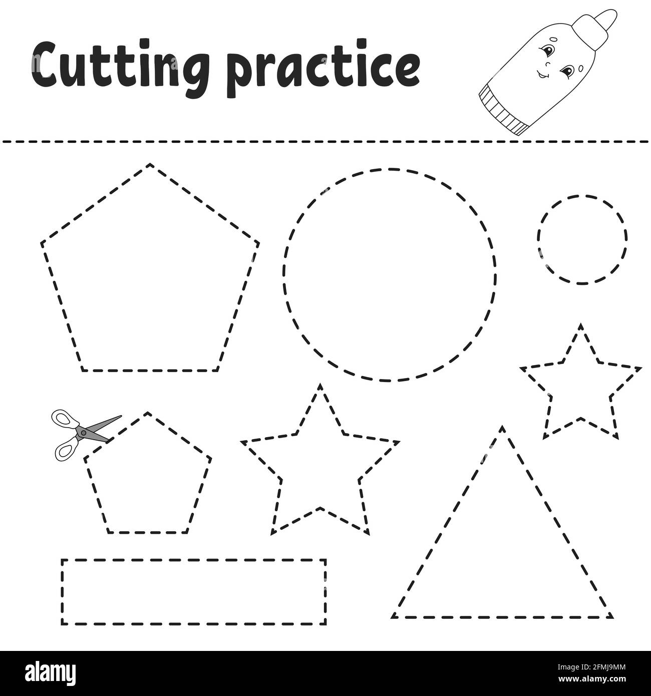 Cutting practice for kids. Education developing worksheet. Activity ...