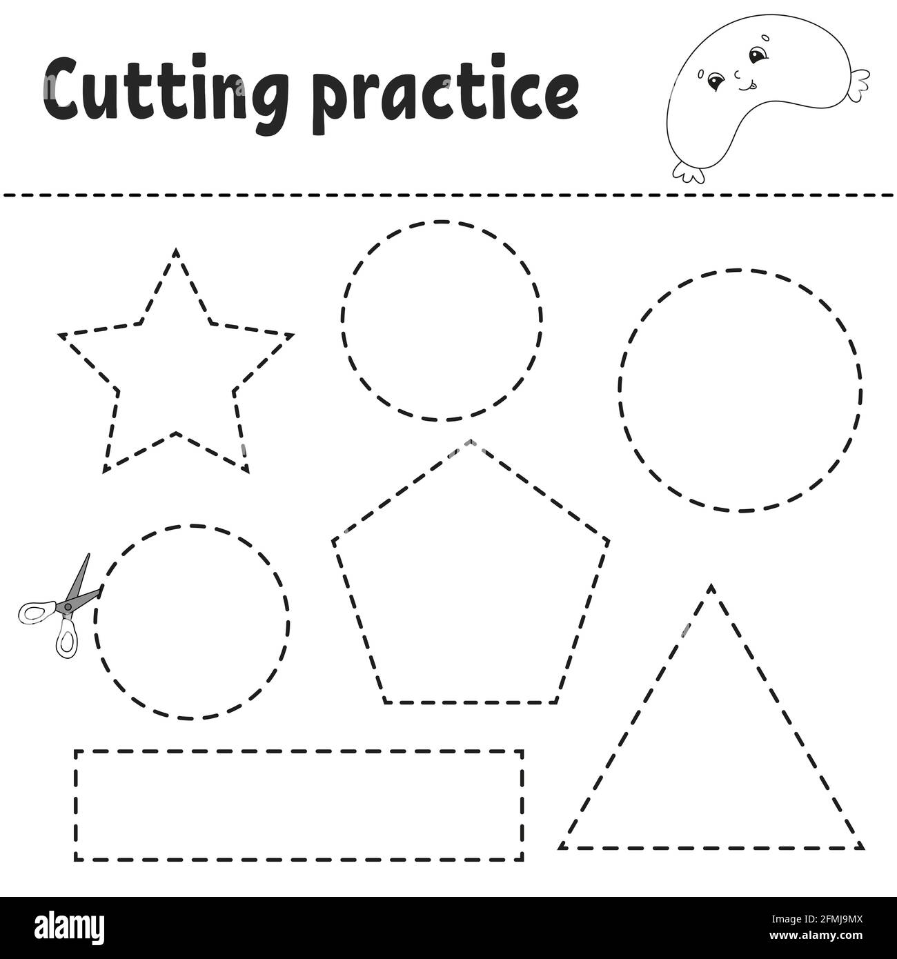 Cutting practice for kids. Education developing worksheet. Activity ...