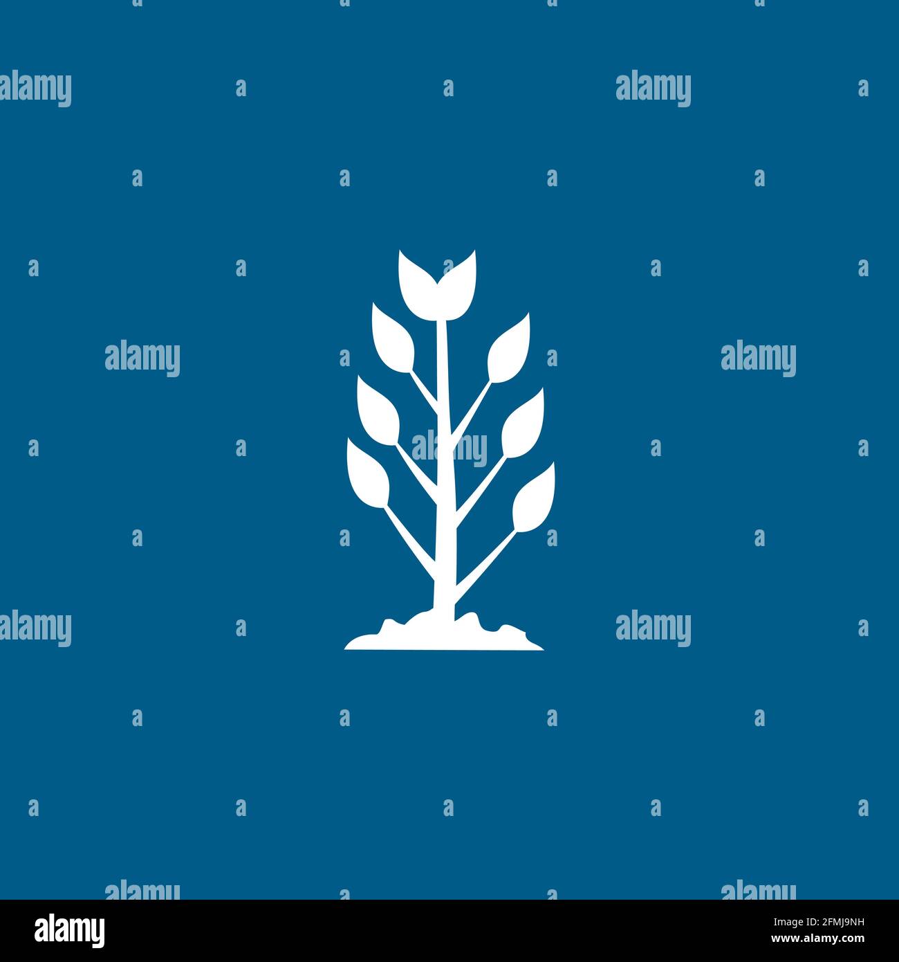 Plant Icon On Blue Background. Blue Flat Style Vector Illustration ...