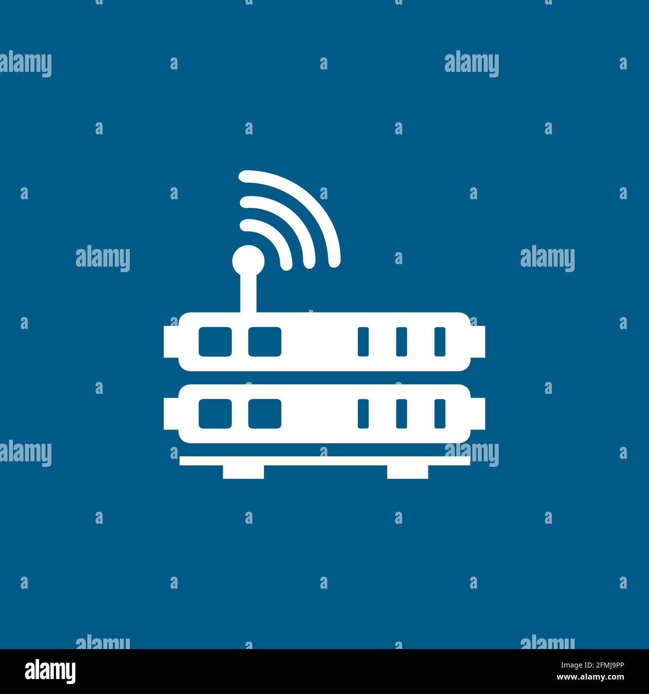 Router Icon On Blue Background. Blue Flat Style Vector Illustration ...