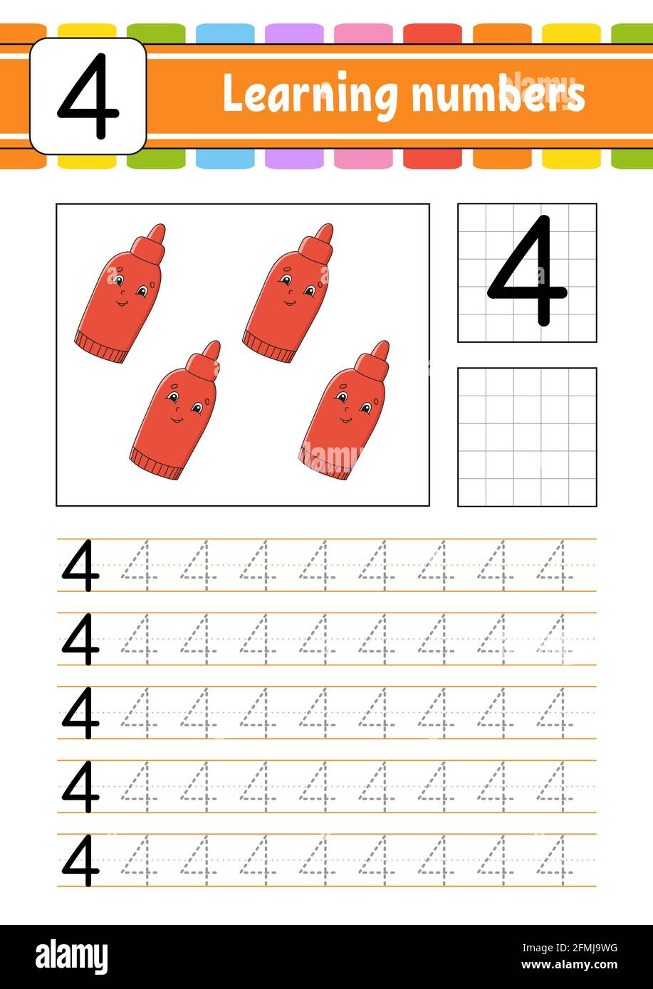 Number 4 worksheet Cut Out Stock Images & Pictures - Alamy