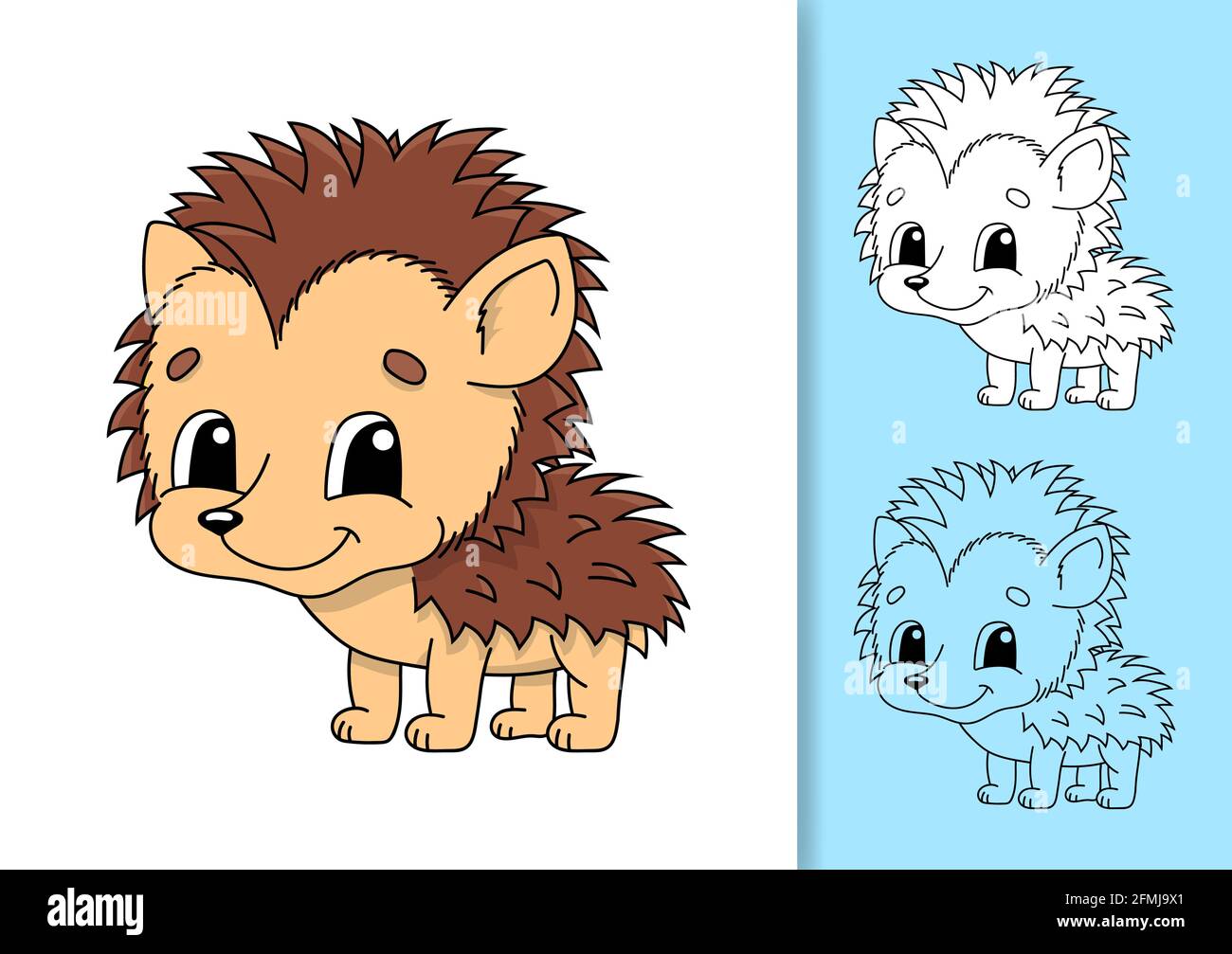 Wild hedgehog. Set of vector illustrations isolated on white and ...