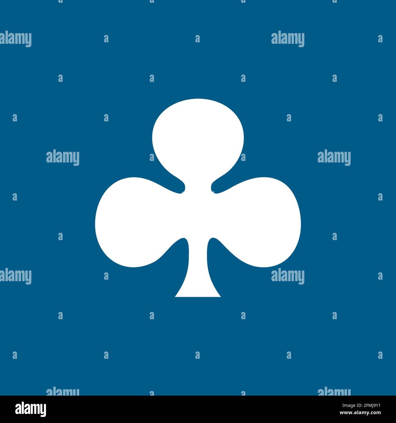 Playing Card Club Icon On Blue Background. Blue Flat Style Vector ...
