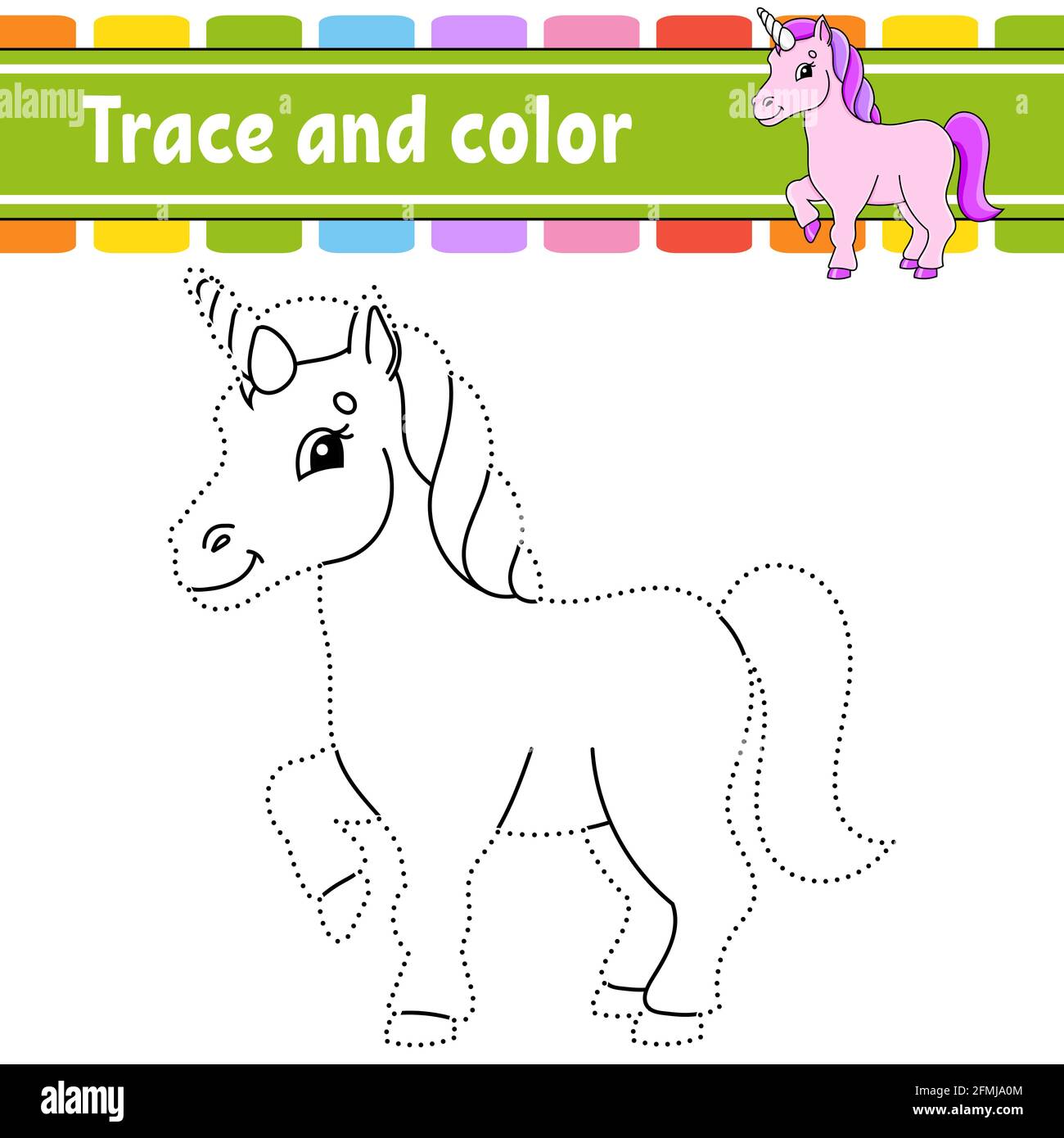Trace and color. Coloring page for kids. Handwriting practice ...