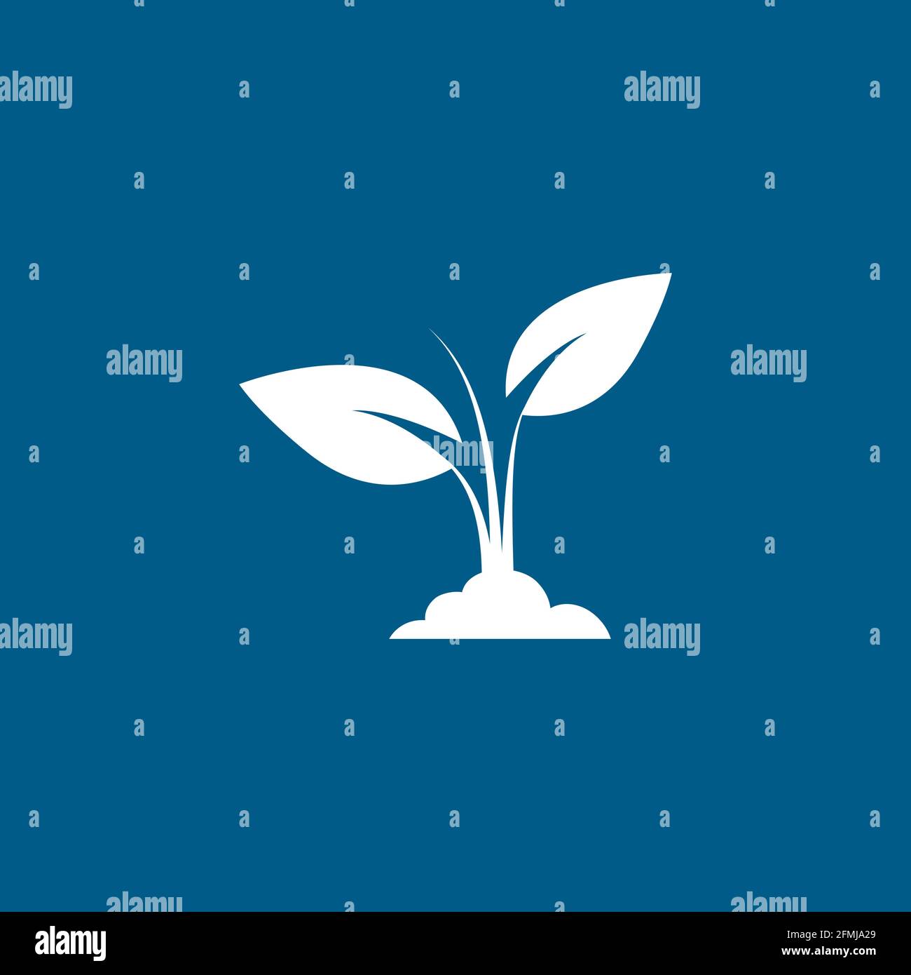Plant Icon On Blue Background. Blue Flat Style Vector Illustration ...