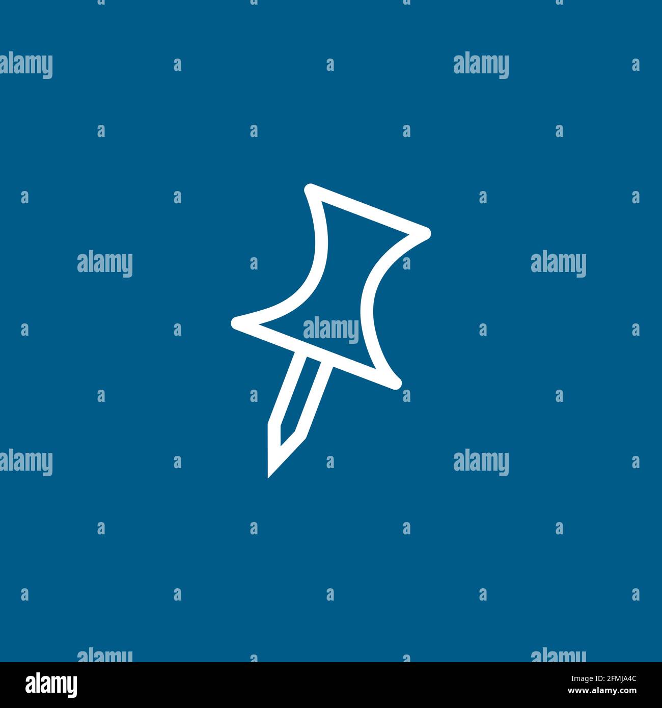 Push Pin Line Icon On Blue Background. Blue Flat Style Vector ...