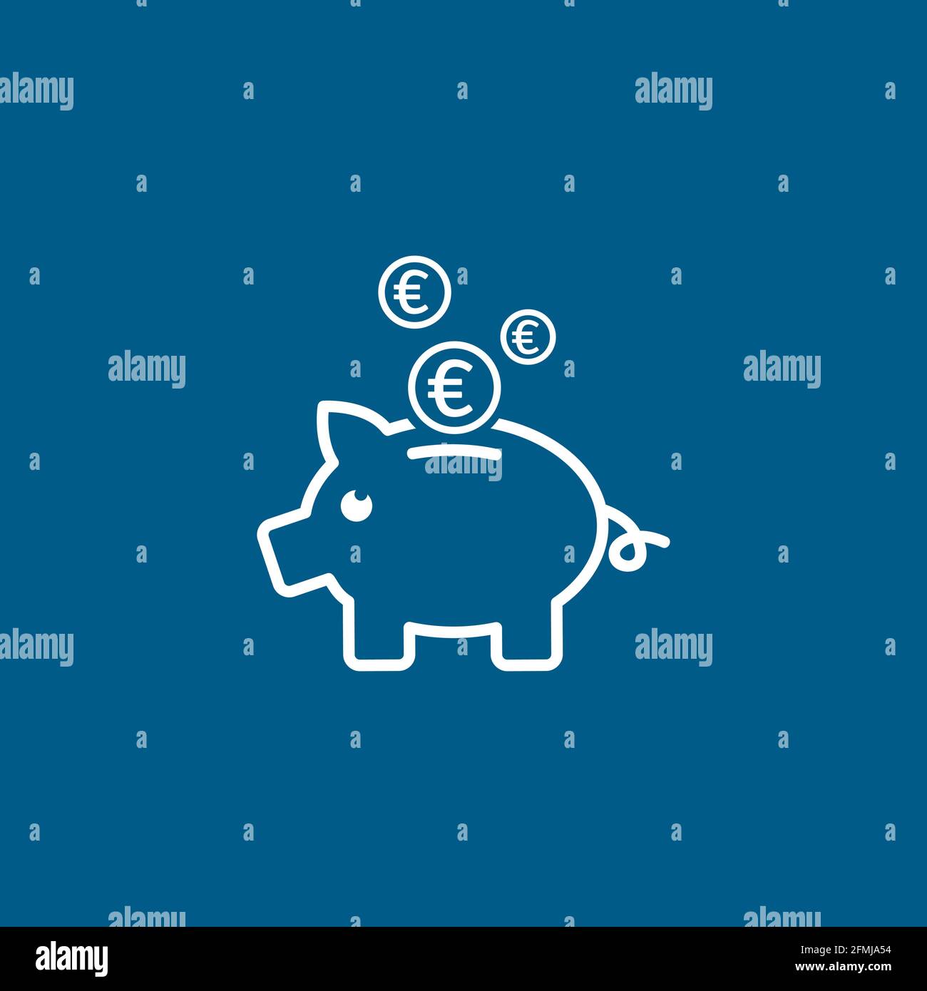 Piggy Bank Line Icon On Blue Background. Blue Flat Style Vector ...