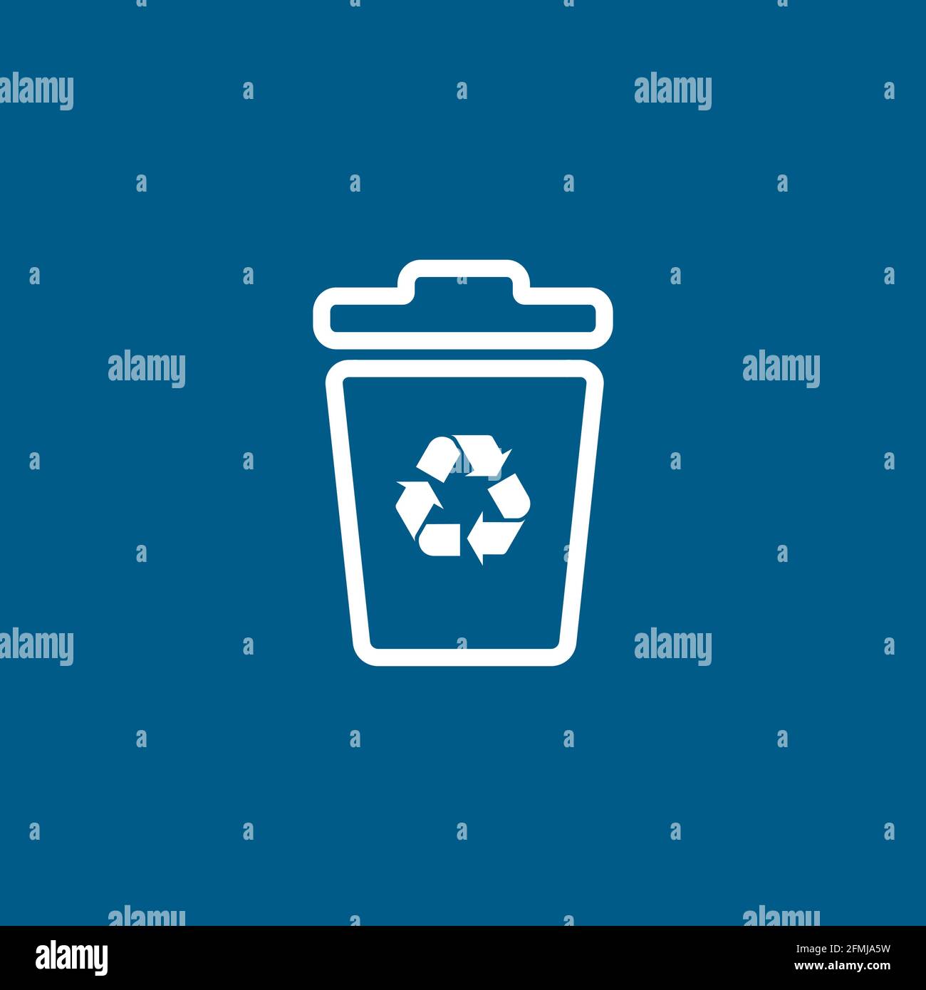 Recycle Bin Line Icon On Blue Background. Blue Flat Style Vector ...