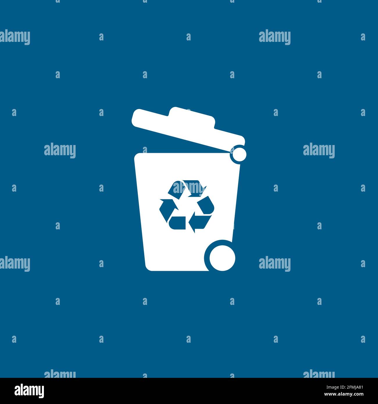 Recycle Bin Icon On Blue Background. Blue Flat Style Vector ...