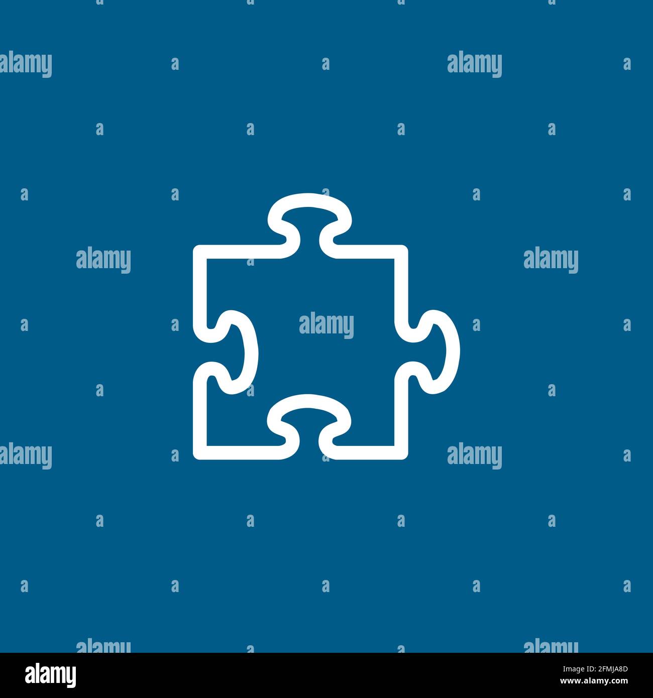Puzzle Line Icon On Blue Background. Blue Flat Style Vector ...