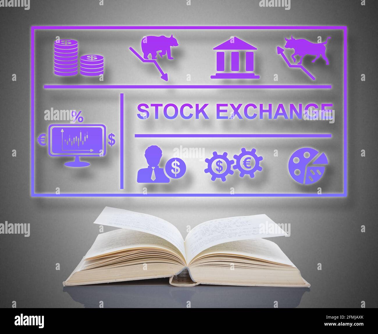 Stock exchange concept above an open book Stock Photo - Alamy