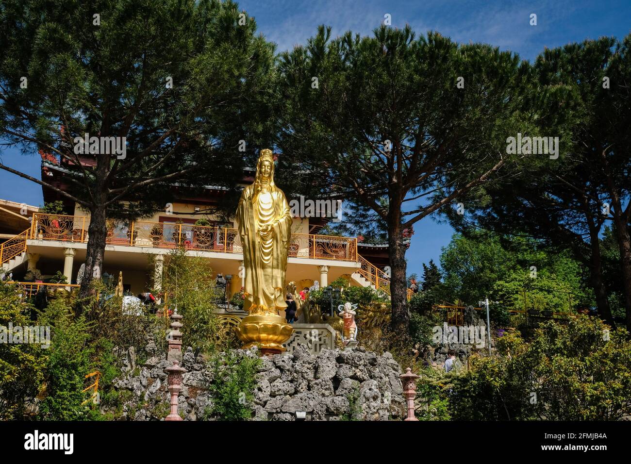 Ste Foy lès Lyon (France), May 08, 2021. Statue in the garden of the ...