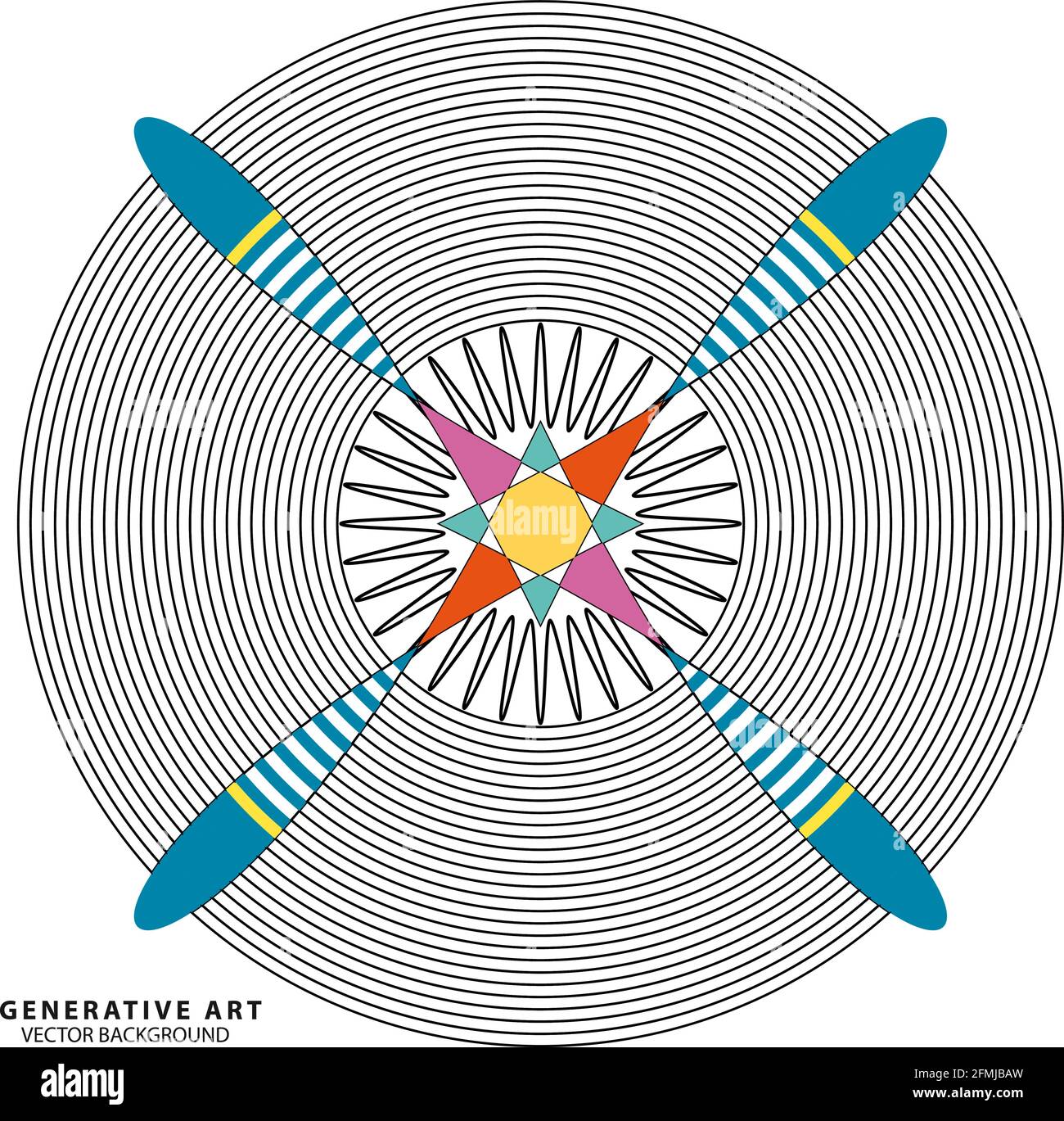 Generative Art Abstract Colorful Background Vector Template With Blended Multiple Geometric