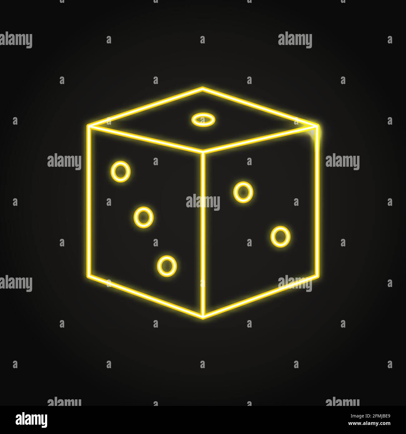 Neon dice icon in line style. Probability theory symbol. Vector ...