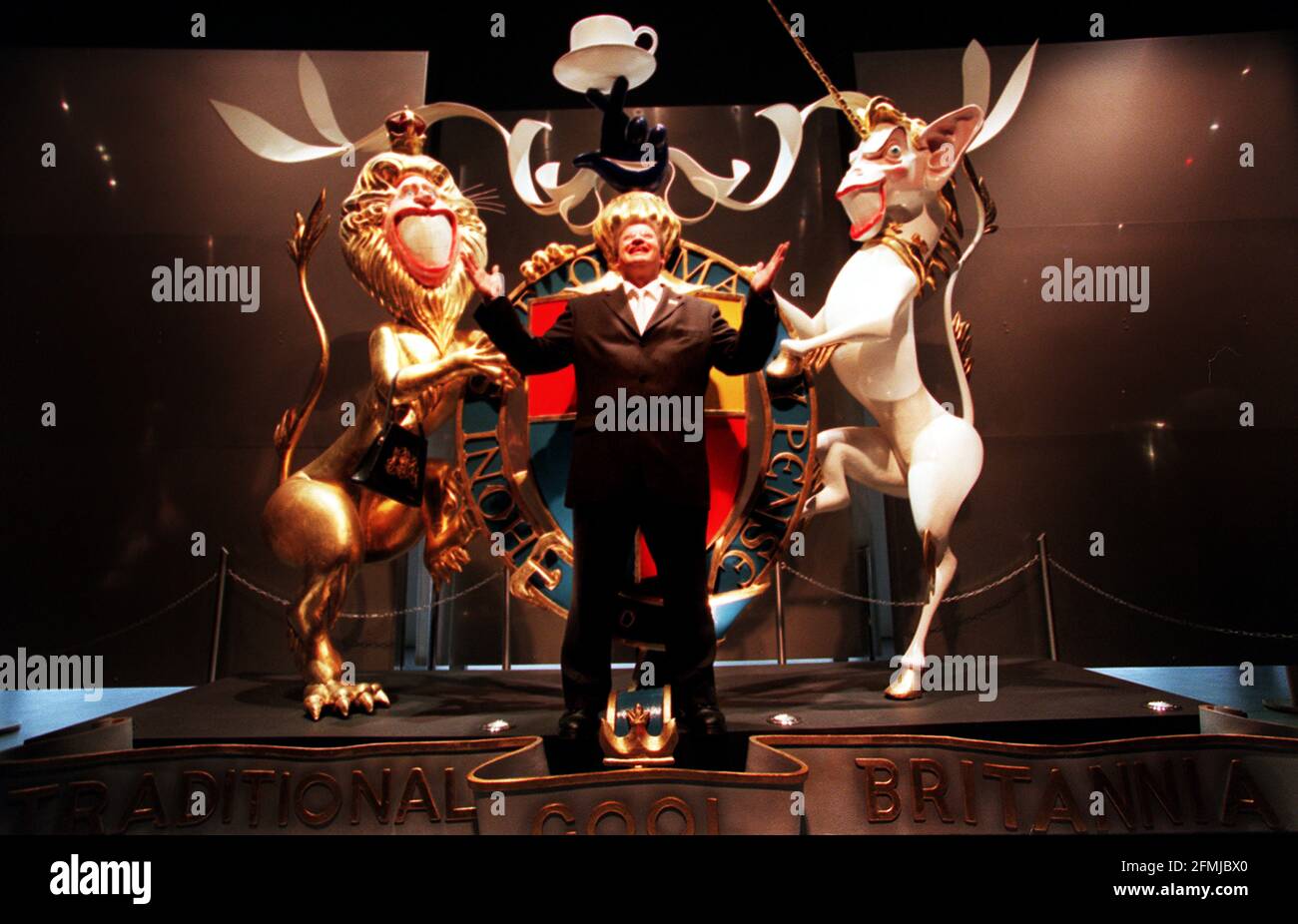 PY GERBEAU DOME CHIEF EXECUTIVE JULY 2000 IN FRONT OF A GERALD SCARFE ...