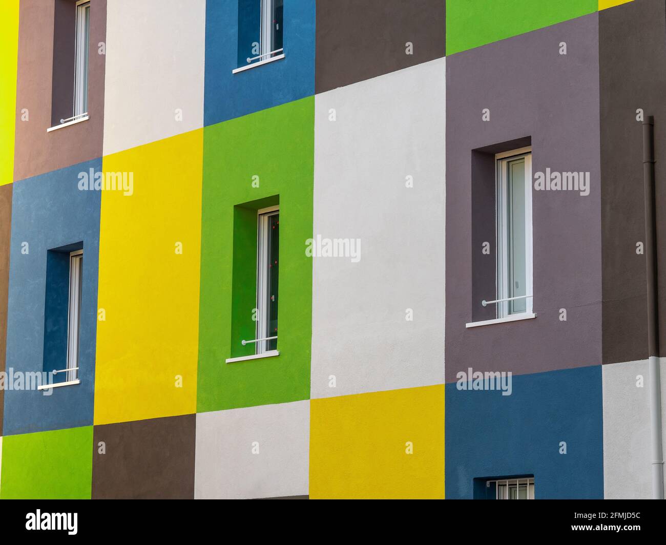 Facade of a House Divided into Rectangular Spaces colored Different ...