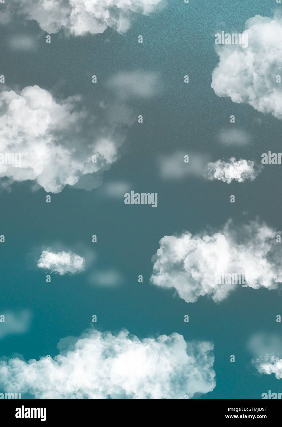 Editable illustration of fluffy white clouds in a blue sky made using a ... Editable illustration of fluffy white clouds in a blue sky made using a ...