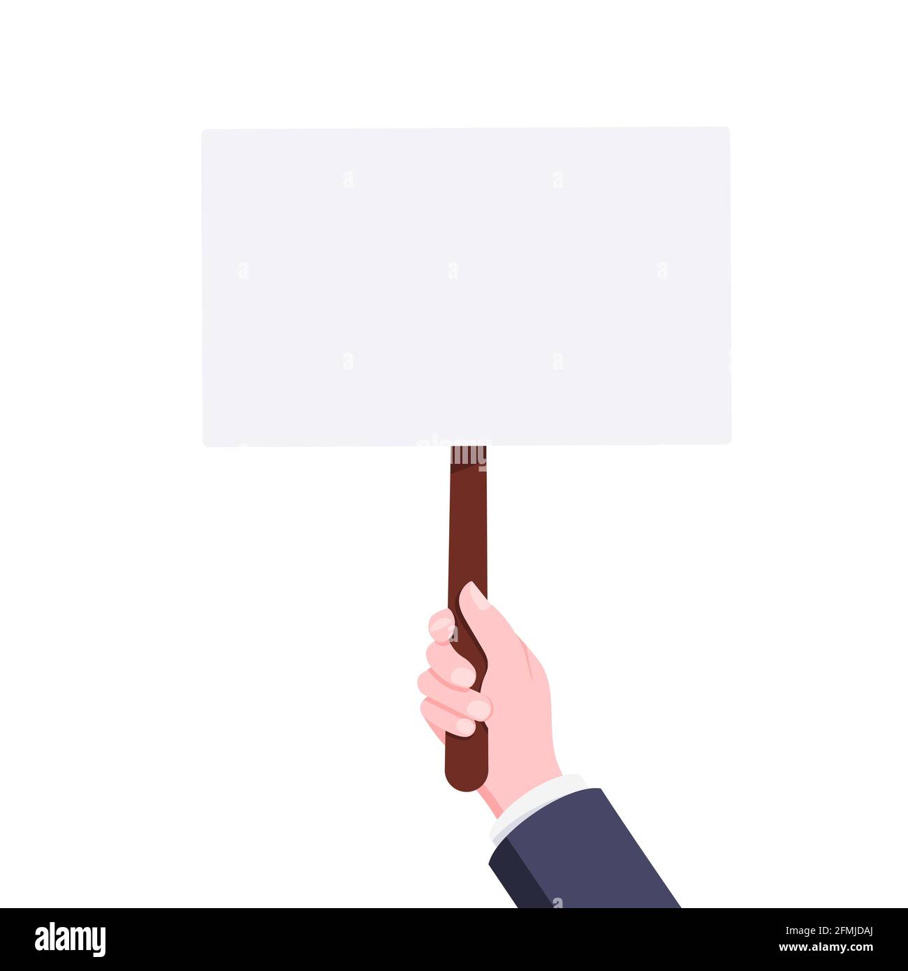 Hand hold blank protest banner plate sign business concept flat style ...