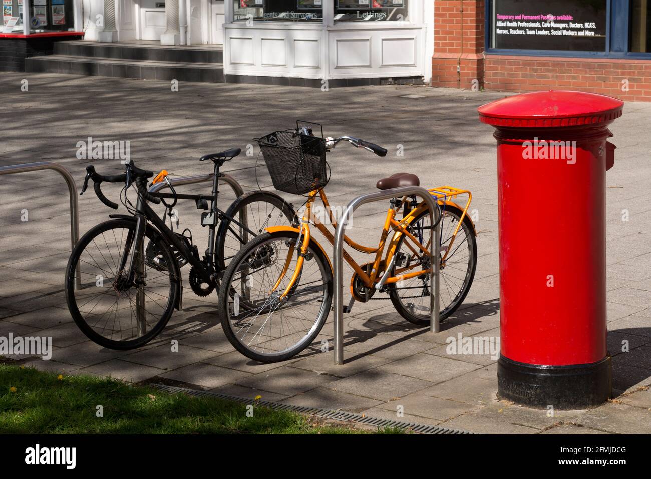 Bicycles parked in Coventry city centre, West Midlands, England, UK ...