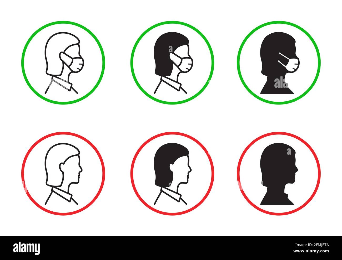 Without a face mask no entry icon. Vector illustration isolated on ...