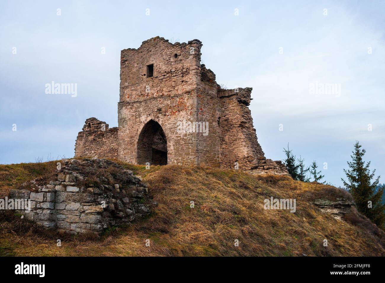 Ruined gates of medieval Kremenets castle, Ternopil region, Ukraine ...