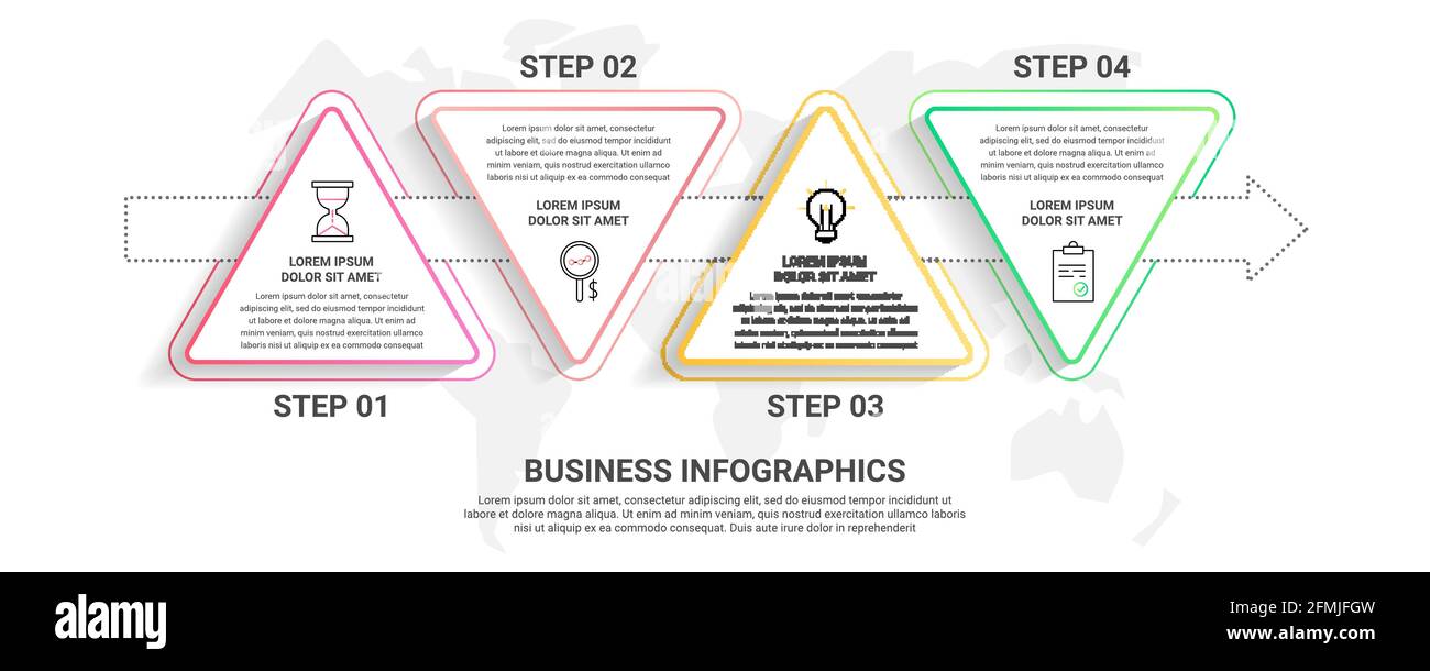 Vector 4 step infographics from triangles with arrows. Timeline concept ...