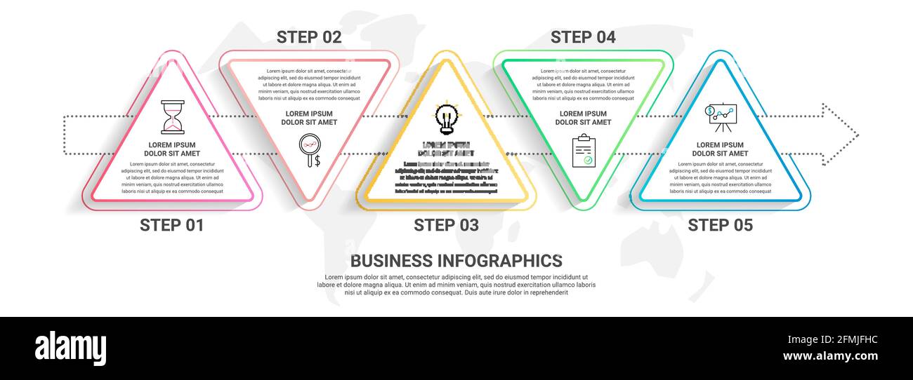 Vector 5 step infographics from triangles with arrows. Timeline concept ...