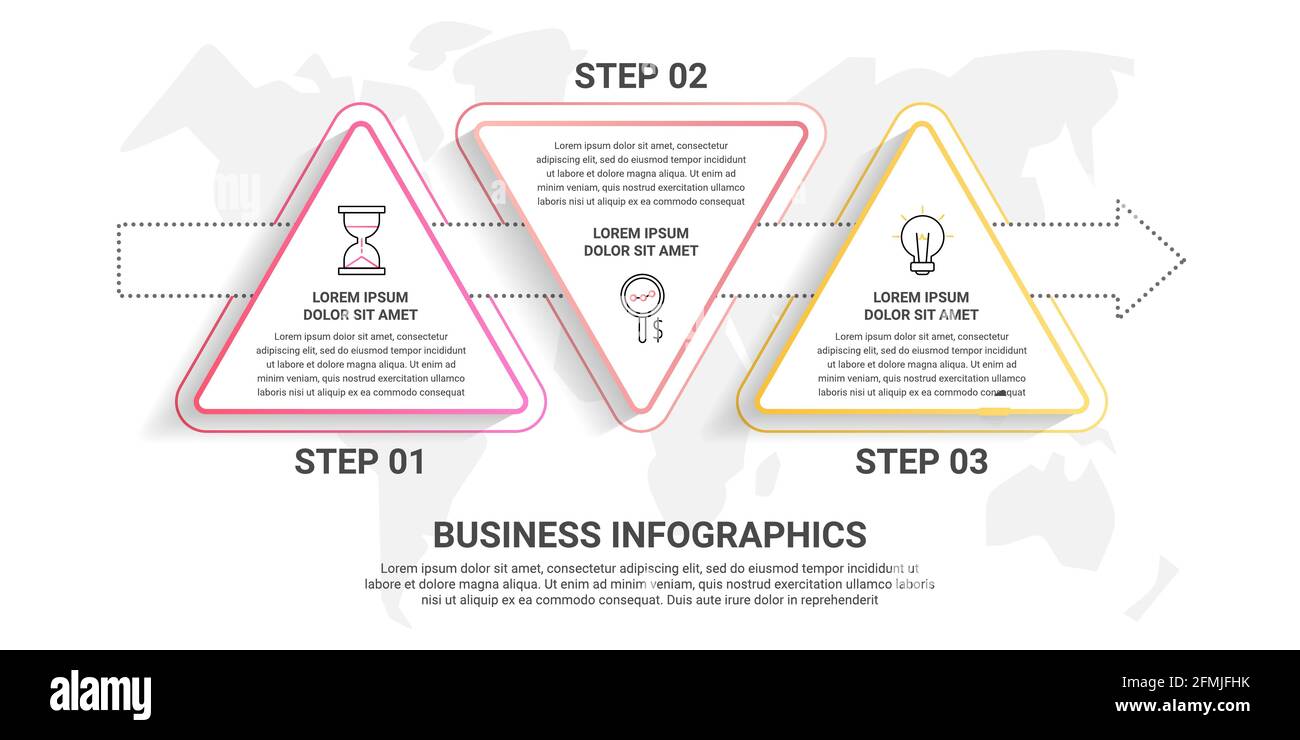Vector 3 step infographics from triangles with arrows. Timeline concept ...
