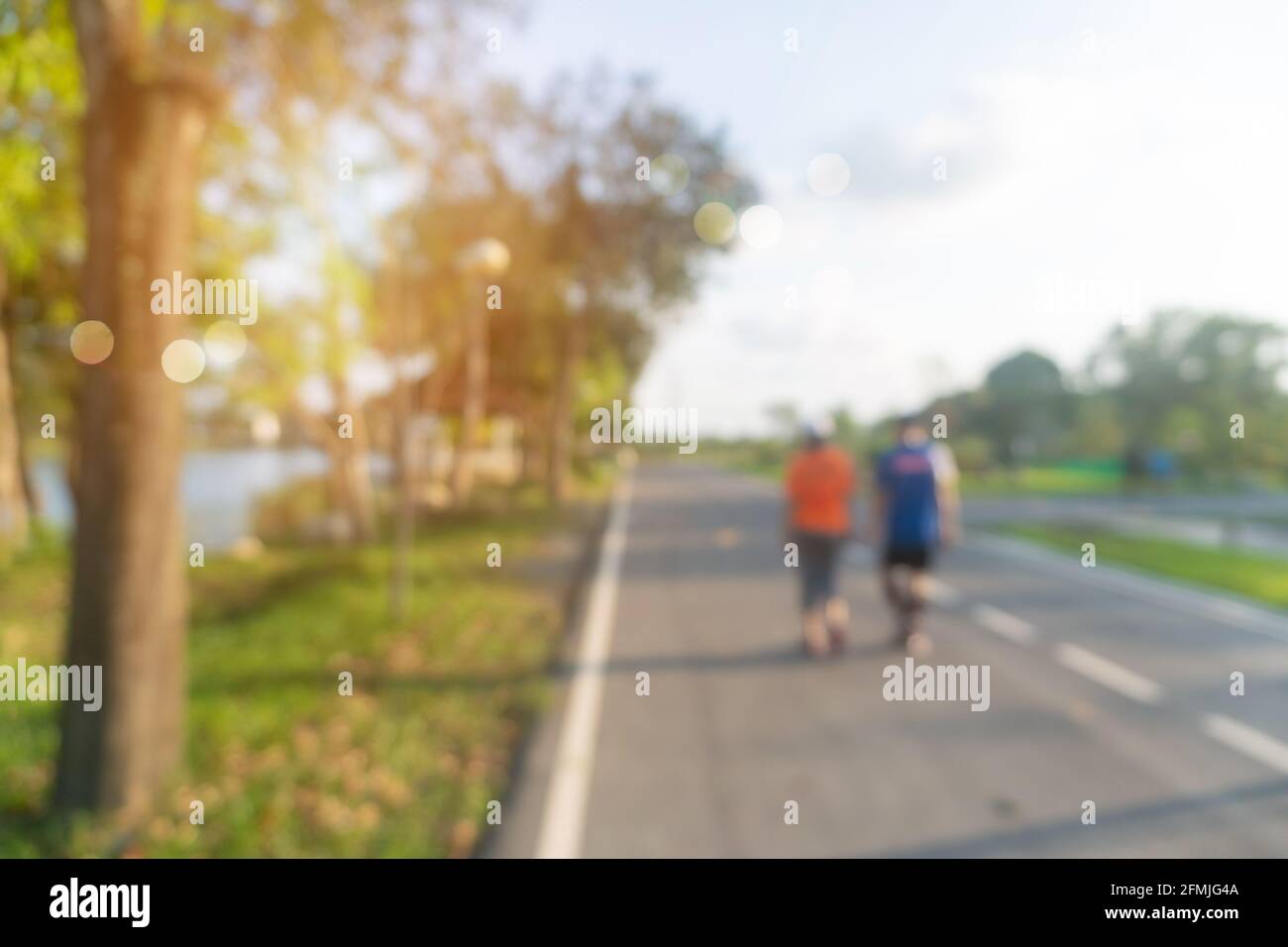 Blur public exercise park for people runnung, jogging and walking ...