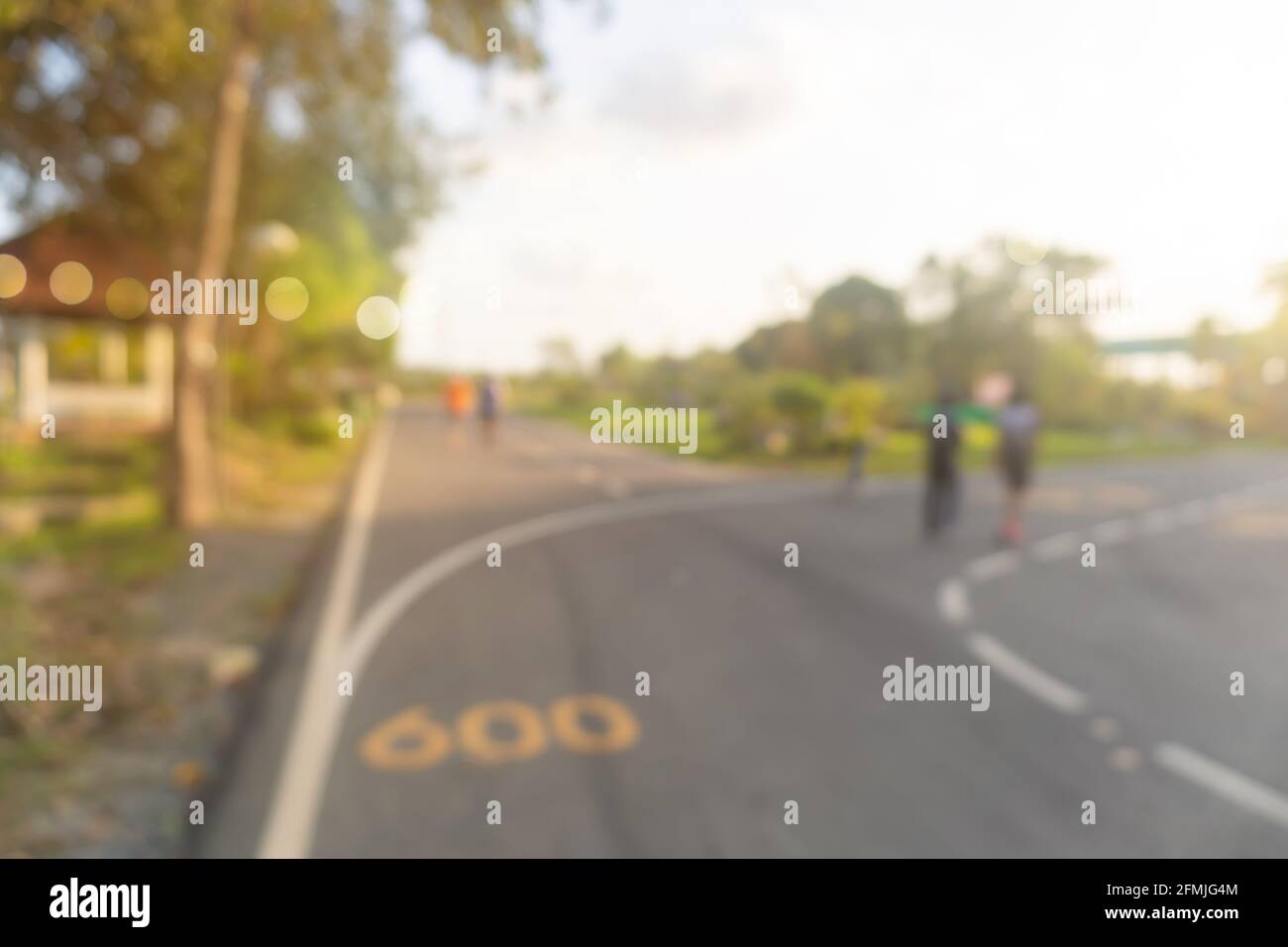 Blur public exercise park for people runnung, jogging and walking ...