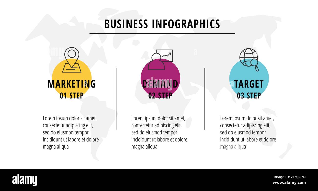 Three steps connected Stock Vector Images - Alamy