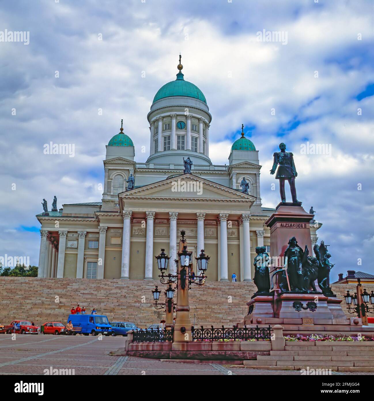 Cathedral with statue in Helsinki, Finland Stock Photo - Alamy